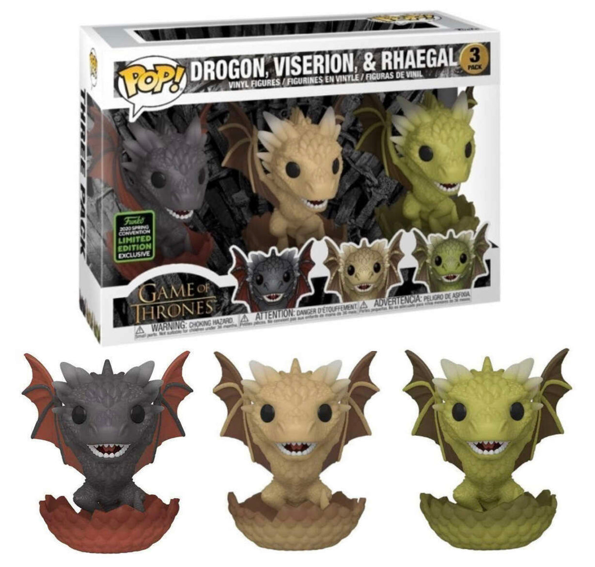 Drogon, Viserion, & Rhaegal, Hatching, 3-Pack, 2020 Spring Convention ...